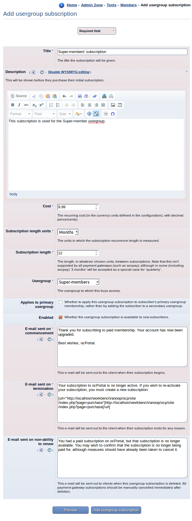 #1221 - Adding a subscription – Composr CMS: Your Data, Your Privacy ...